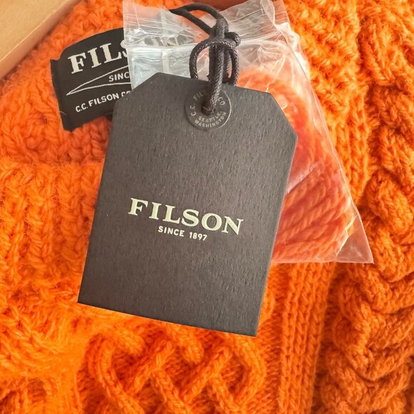 Filson | Sweaters | Filson Wool Chunky Cable Knit Fisherman Orange ...